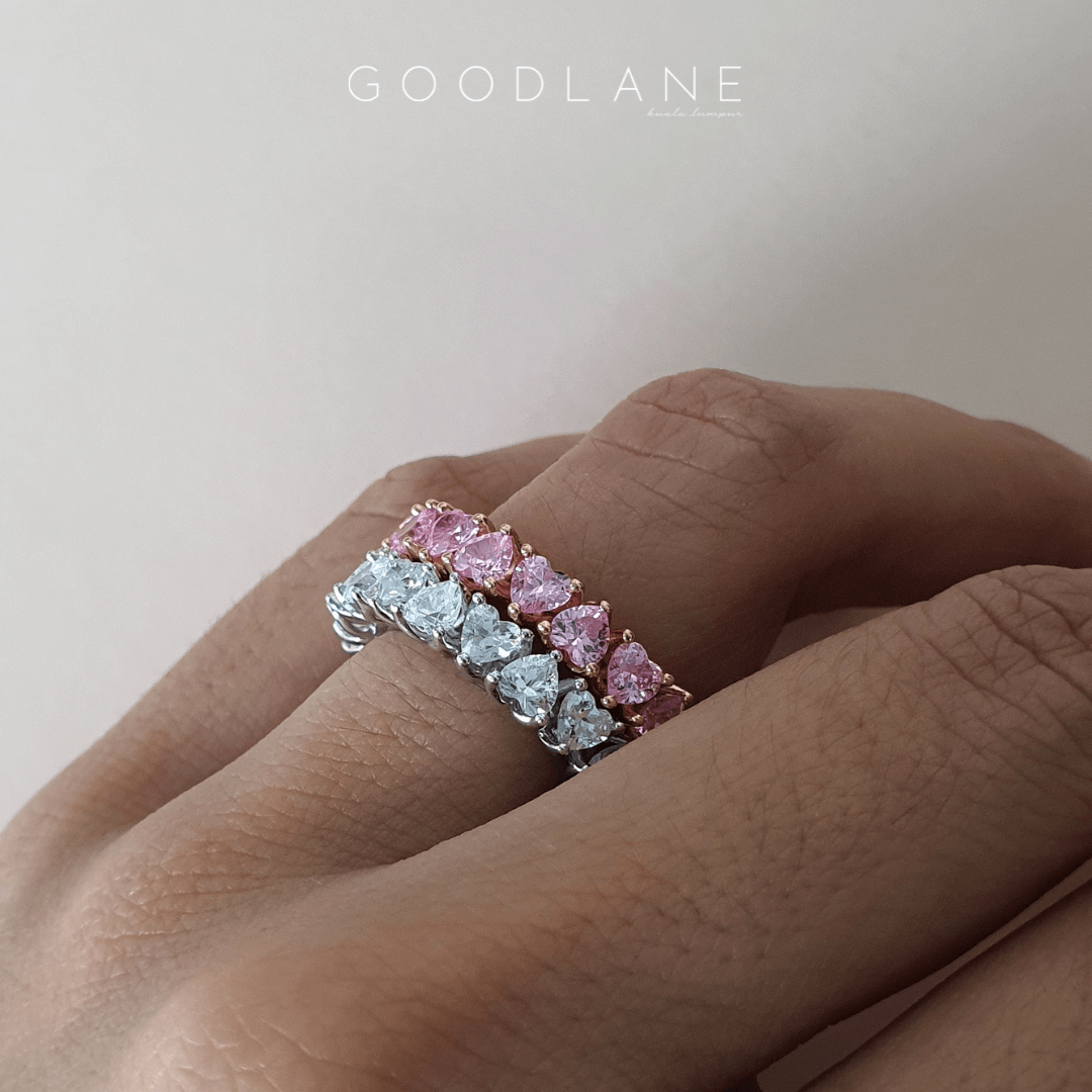 Pink Heart Eternity Ring - Goodlanekl